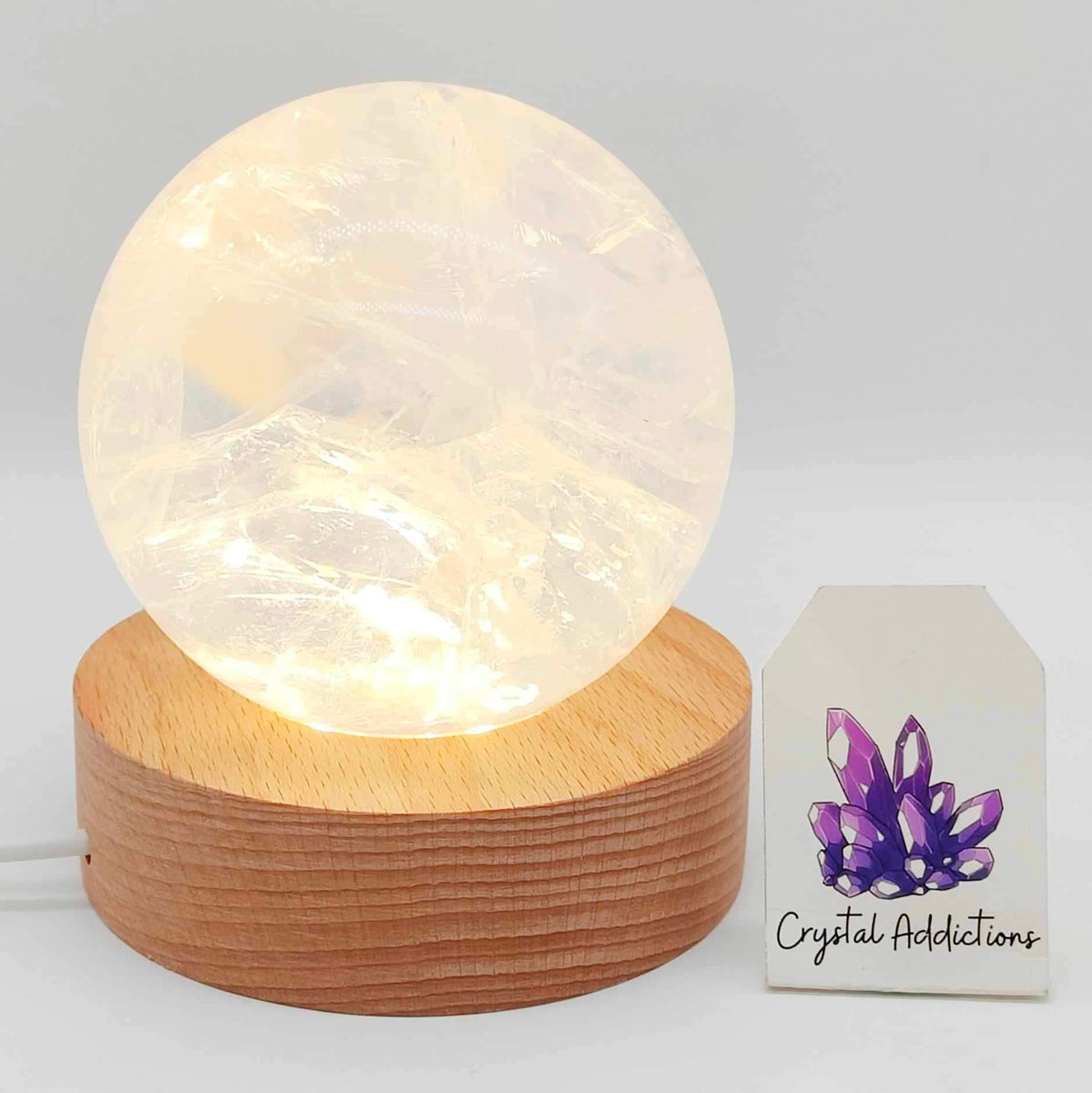 Wooden USB White Light Stand Round – Crystal Addictions