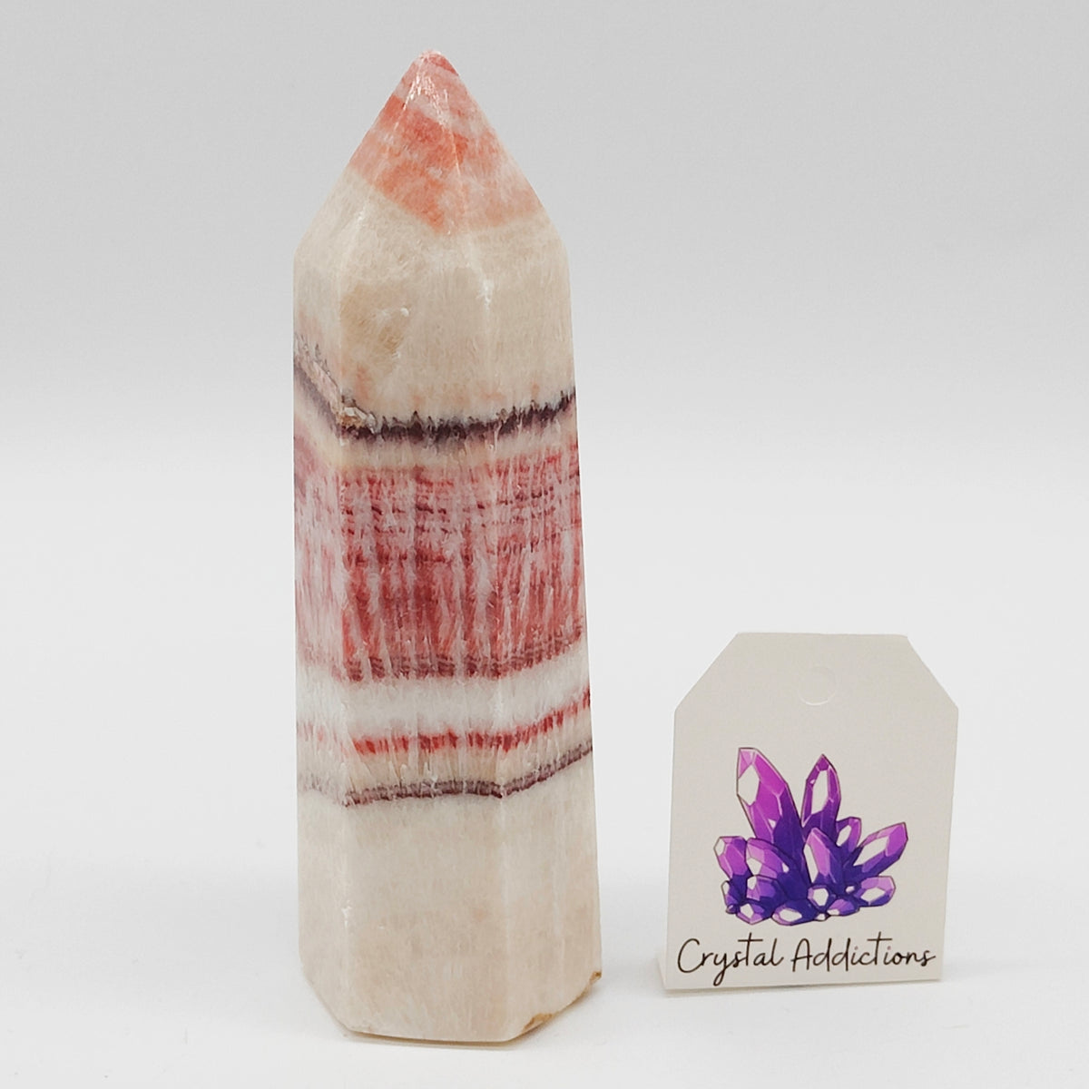 Banded Calcite Point P.I # 142 – Crystal Addictions
