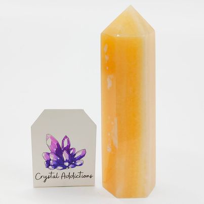 Orange Calcite Point # 139 – Crystal Addictions
