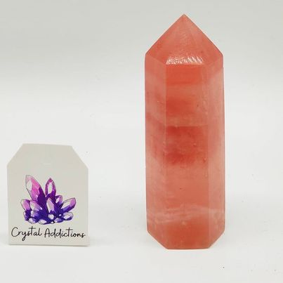 Pink Banded Calcite Point # 36 – Crystal Addictions