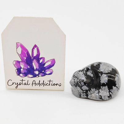 Snowflake Obsidian Sleeping Cat Medium # 155 – Crystal Addictions