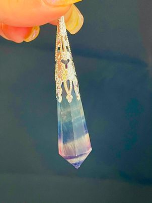 Long Silver Pendulums Rainbow Fluorite – Crystal Addictions